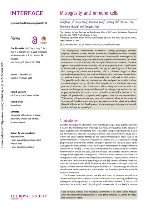 Pdf Microgravity And Immune Cells