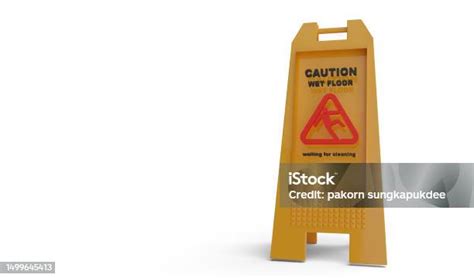 주의의 경고를 나타내는 노란색 표지판 젖은 바닥 떨어지는 사람의 공장에 젖은 바닥 표지판 주의 젖은 바닥 젖은 바닥의 경고를
