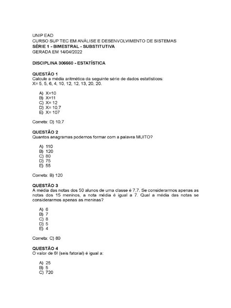 Prova Unip Pdf