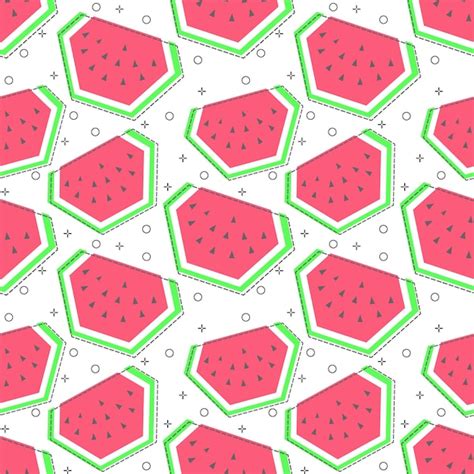 플랫 라인 원활한 패턴 수박 색 기하학 프리미엄 벡터