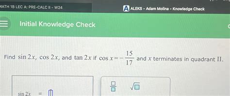 Solved Aath 1 ﻿b Lec A Pre Calc ﻿w24a Aleks ﻿adam