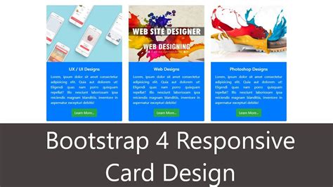 Bootstrap 4 Responsive Card Design In 5 Minutes Bootstrap 4 Tutorial Youtube