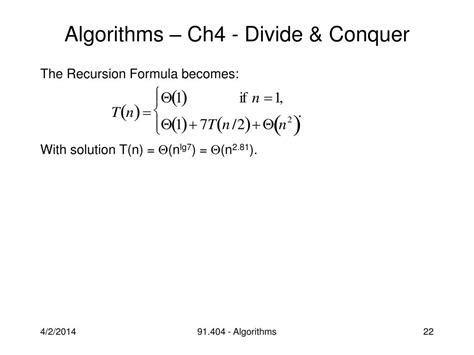 Ppt Algorithms Ch4 Divide And Conquer Powerpoint Presentation Id