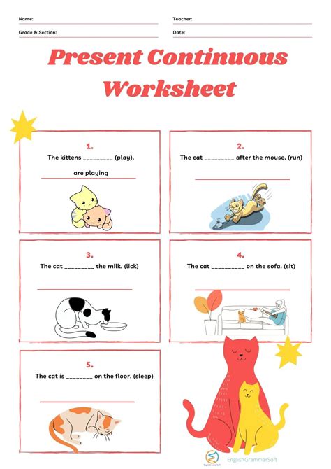 Present Continuous Tense Exercises Present Continuous