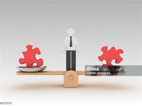 직소 조각과 픽토그램 비즈니스 캐릭터와 시소 스케일 3d 렌더링 3차원 형태에 대한 스톡 사진 및 기타 이미지 3차원 형태 결정 경영자 Istock