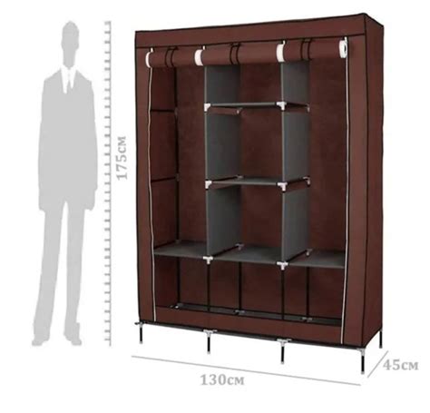 Шафа тканинна складана Storage Wardrobe 88130 130х45х175 см Коричнева на 3 секції з полицями від