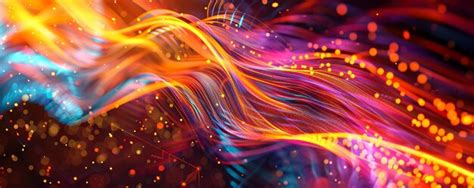 Vibrant Abstract Digital Art Depicting Fluid Colorful Waves And Dynamic Light Trails Creating A