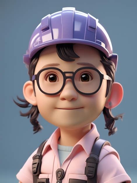 Premium Ai Image Tiny Cute Isometric Engineer Soft Smooth Lighting