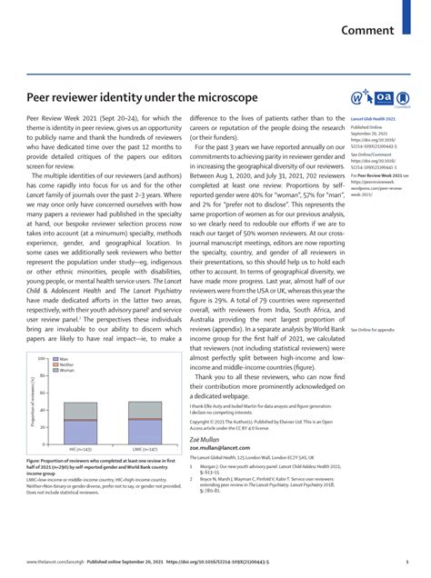 Pdf Peer Reviewer Identity Under The Microscope