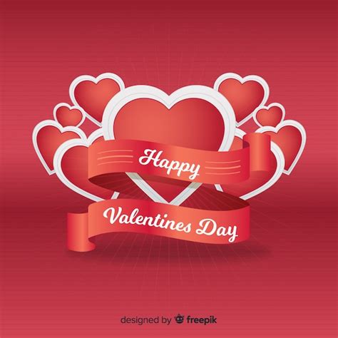 현실적인 리본 발렌타인 배경 무료 벡터