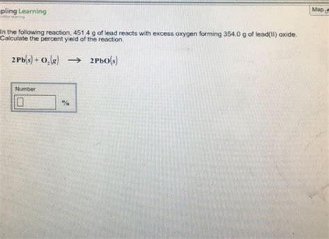 map pling learning in the following reaction 4514 g of lead reacts