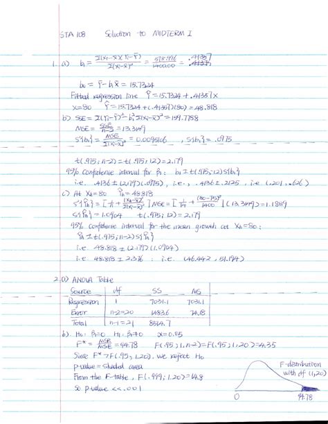 Handwritten Solutions To Midterm Exam Regression Analysis Sta 108