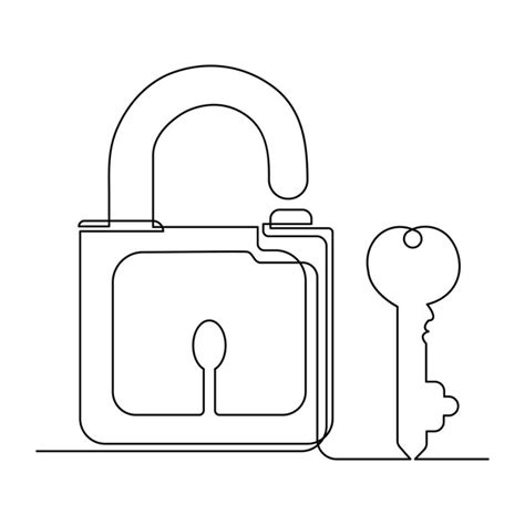 Premium Vector Continuous One Line Drawing Of Padlock Security Protection With Simple Line Art