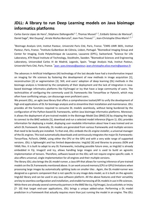 Pdf Jdll A Library To Run Deep Learning Models On Java Bioimage Informatics Platforms