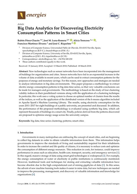 Pdf Big Data Analytics For Discovering Electricity Consumption Patterns In Smart Cities
