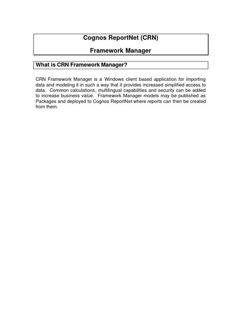 Cognos Reportnet Crn Framework Manager Pdf Internet Explorer Databases