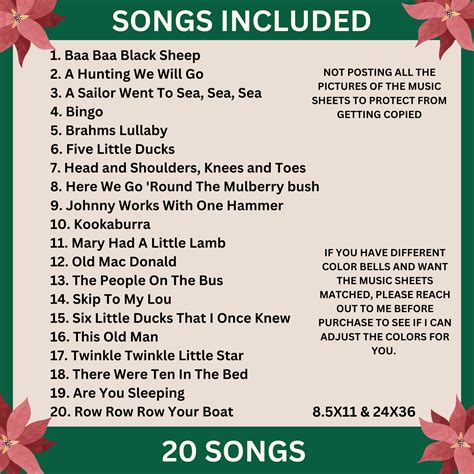 Handbell Sheet Music Instant Digital Download Printable Hand Bell Music Sheets Color Coded