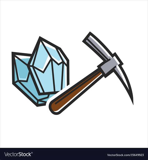 Hammer Near Minerals Isolated On White Graphic Vector Image