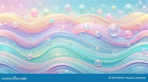 Waves Ruffles And Bubbles Sweet Lavender And Blue Colors Abstract Background Horizontal