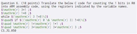 solved question 6 10 points translate the below c code