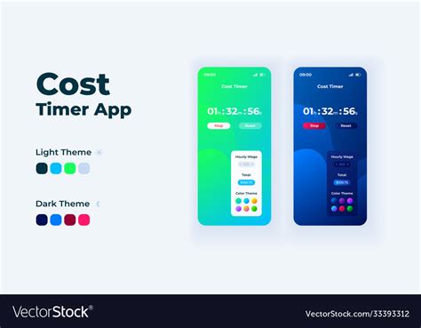 Cost Timer App Cartoon Smartphone Interface Vector Image