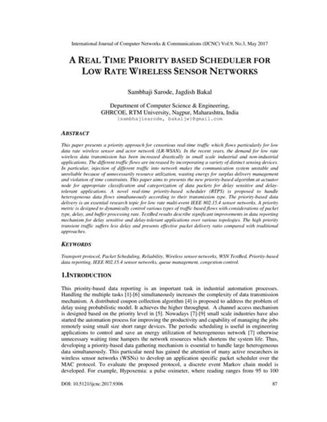 A Real Time Priority Based Scheduler For Low Rate Wireless Sensor