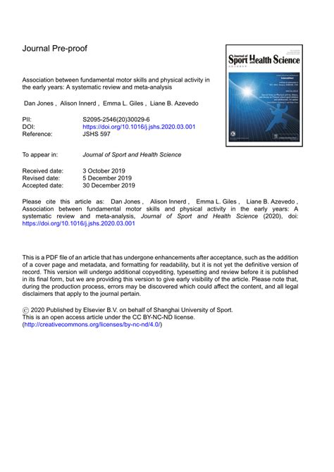 Pdf Association Between Fundamental Motor Skills And Physical
