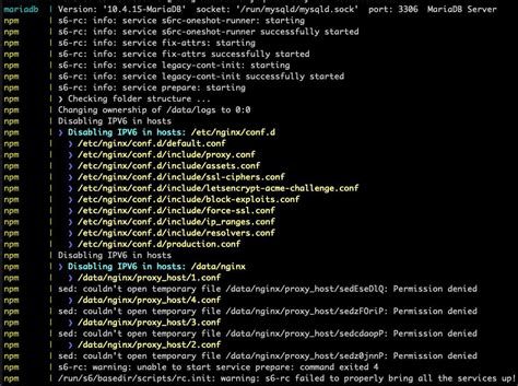 permission denied on sed when bringing up container for each proxy host config r nginxproxymanager