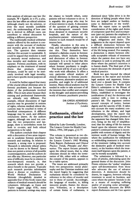 Euthanasia Clinical Practice And The Law Abstract Europe Pmc