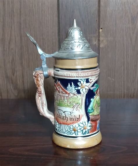 Lobich Mir Dirnslubier Vintage Stein W Pewter Lid Etsy