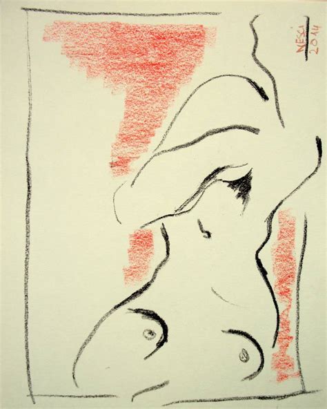 ABSTRACT EROTIC NUDE GIRL 04 Charcoal And Graphite Drawing Of Nude European And Asian Girls