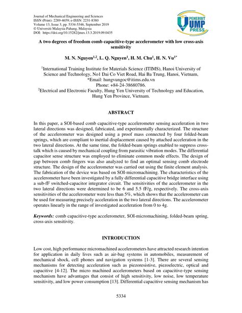 Pdf A Two Degrees Of Freedom Comb Capacitive Type Accelerometer With Low Cross Axis Sensitivity