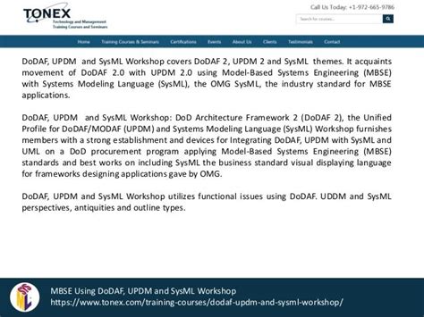 Mbse Using Dodaf Updm And Sysml Workshop