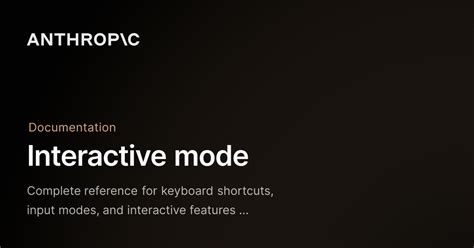 Interactive Mode Anthropic Interactive Mode Anthropic