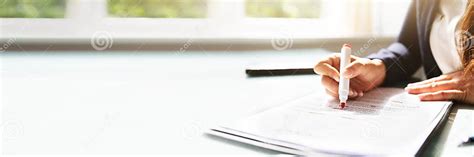 Businesswoman Marking Error In Contract Form Stock Image Image Of
