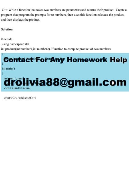 C Write A Function That Takes Two Numbers Are Parameters And Retupdf