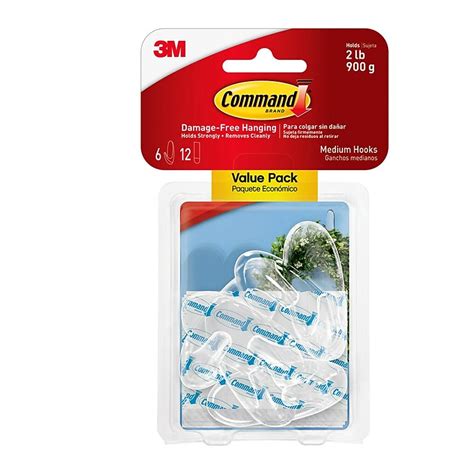 Command Medium Hooks 2 Lb Clear 6pack 17091clr 6es Image 1