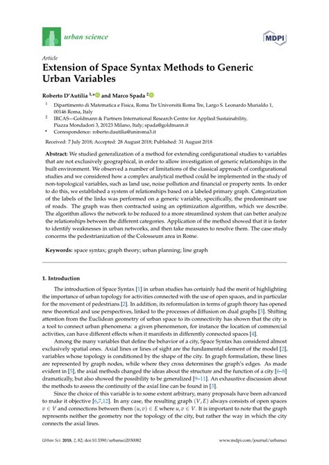 Pdf Extension Of Space Syntax Methods To Generic Urban Variables