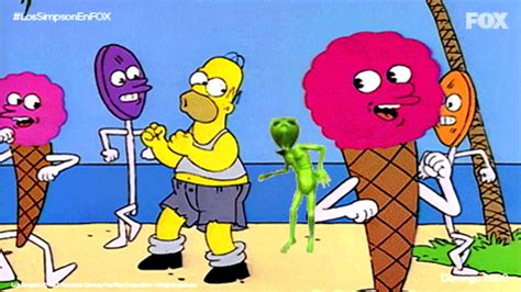 Homero Bailando La Cumbia Del Marcianito Youtube