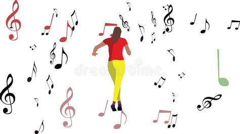 Dancer Performs A Dance Dance Can With Musical Notes Stock Vector
