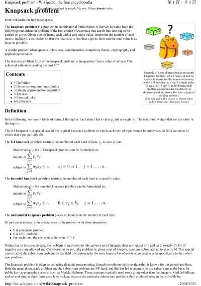 Knapsack Problem