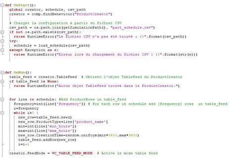 Custom Script For Feeder Process In Table Feedmode Python Programming Visual Components