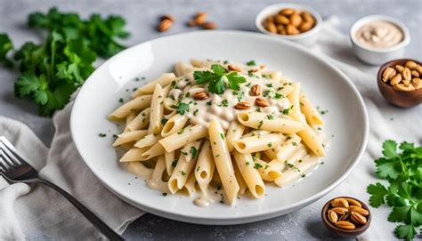 Premium Photo Low Fat Vegan Alfredo Pasta
