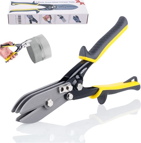 Vazioyar 5 Blade Sheet Metal Crimper Tools Crimps 22 Gauge Galvanized