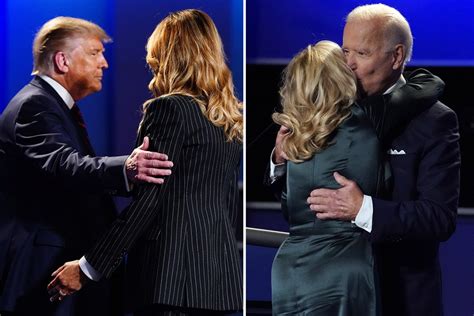 Melania Trumps Chilly Stroke On The Arm Greeting As Jill Biden Cuddled Joe After First Debate