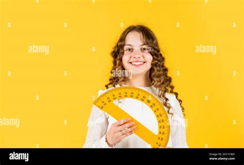 Measure Angles In Degrees Babe Lessons Adorable Cute Pupil She Loves Studying Small Girl