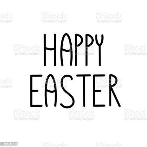 행복 한 부활절 서 예 디자인입니다 흰색 배경에 손으로 그린 문자 텍스트입니다 간단한 검은 색 기호입니다 벡터 템플릿은 초대장 인사말 카드 웹 엽서 로고 배지 아이콘