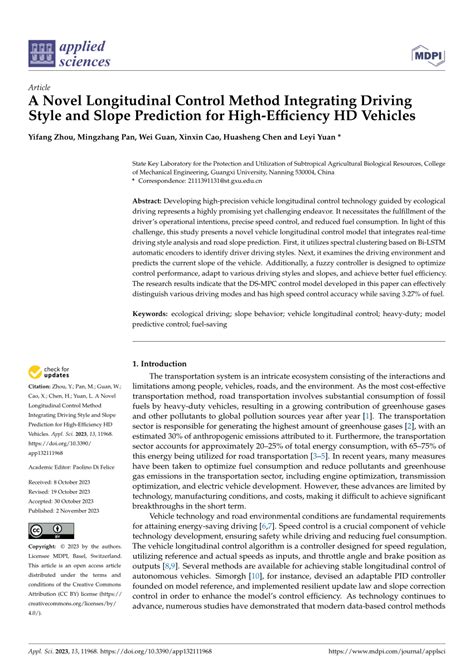 Pdf A Novel Longitudinal Control Method Integrating Driving Style And