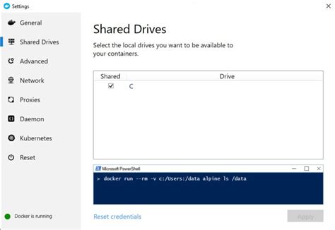 Why Dont My Network Drives Show In Shared Drives Settings Dialog Windows Docker