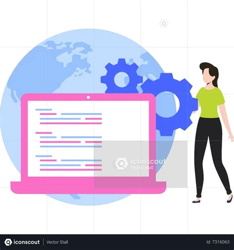 Girl Coding On Laptop Illustration Free Download Design And Development